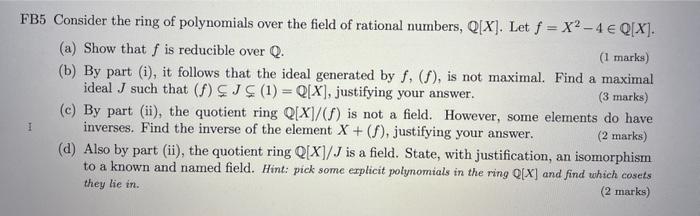 Solved FB5 Consider the ring of polynomials over the field | Chegg.com