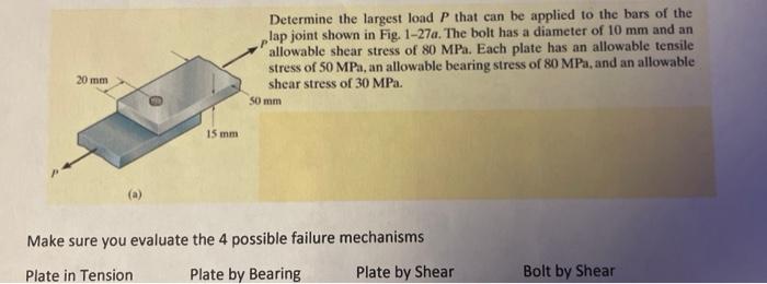 Solved termine the largest load P that can be applied to the | Chegg.com