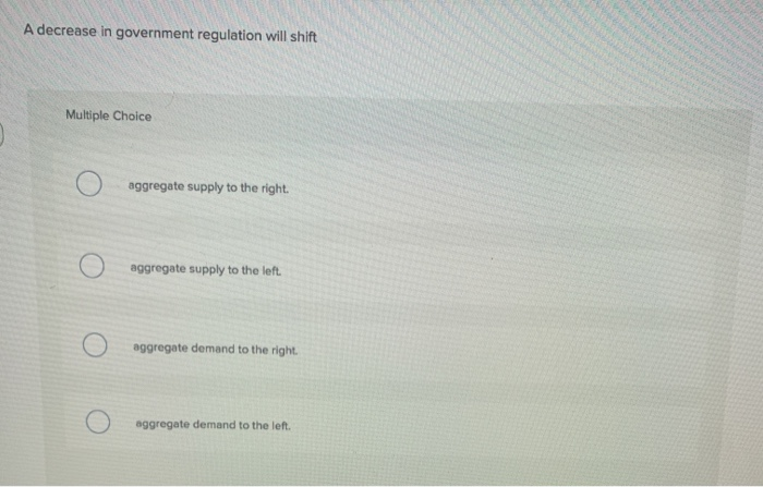 Solved A decrease in government regulation will shift | Chegg.com