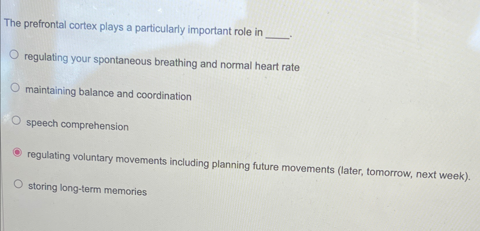 Solved The prefrontal cortex plays a particularly important | Chegg.com