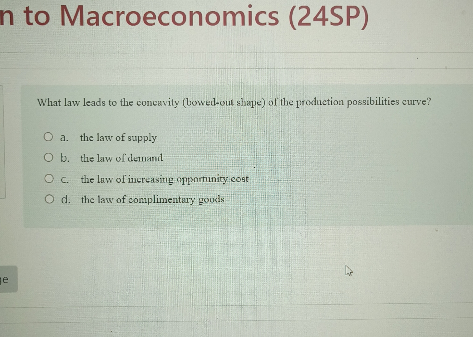 Solved n to Macroeconomics (24SP)What law leads to the | Chegg.com