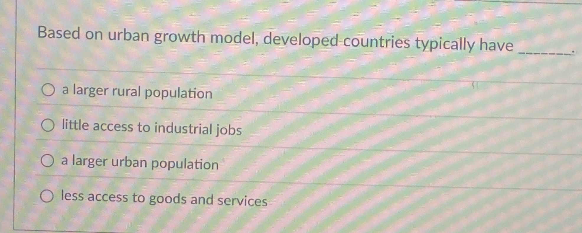 Solved Based on urban growth model, developed countries | Chegg.com
