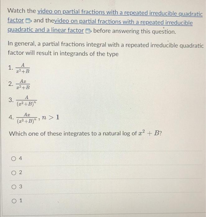 Solved factor G and thevideo on partial fractions with a | Chegg.com
