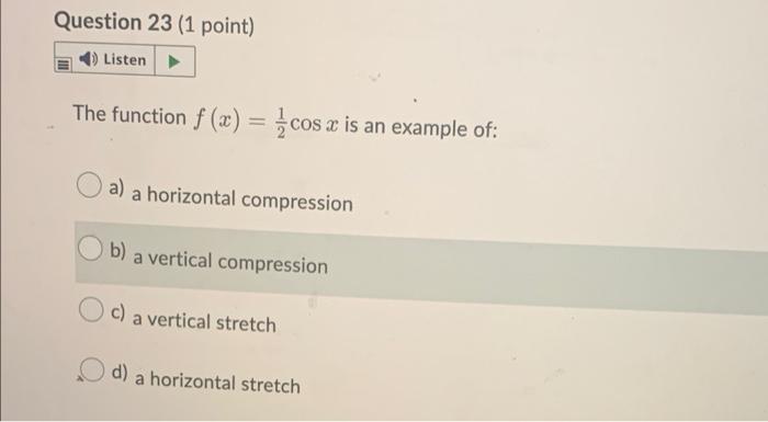 Solved Question 23 (1 point) Listen → The function f (x) = | Chegg.com