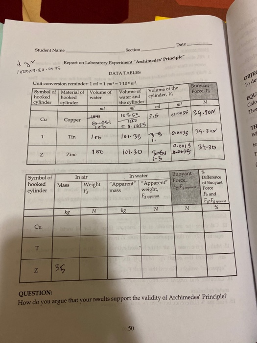 Solved Student Name Date Section Report on Laboratory | Chegg.com