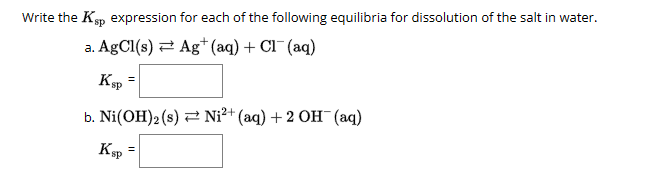 Solved Write the Ksp ﻿expression for each of the following | Chegg.com