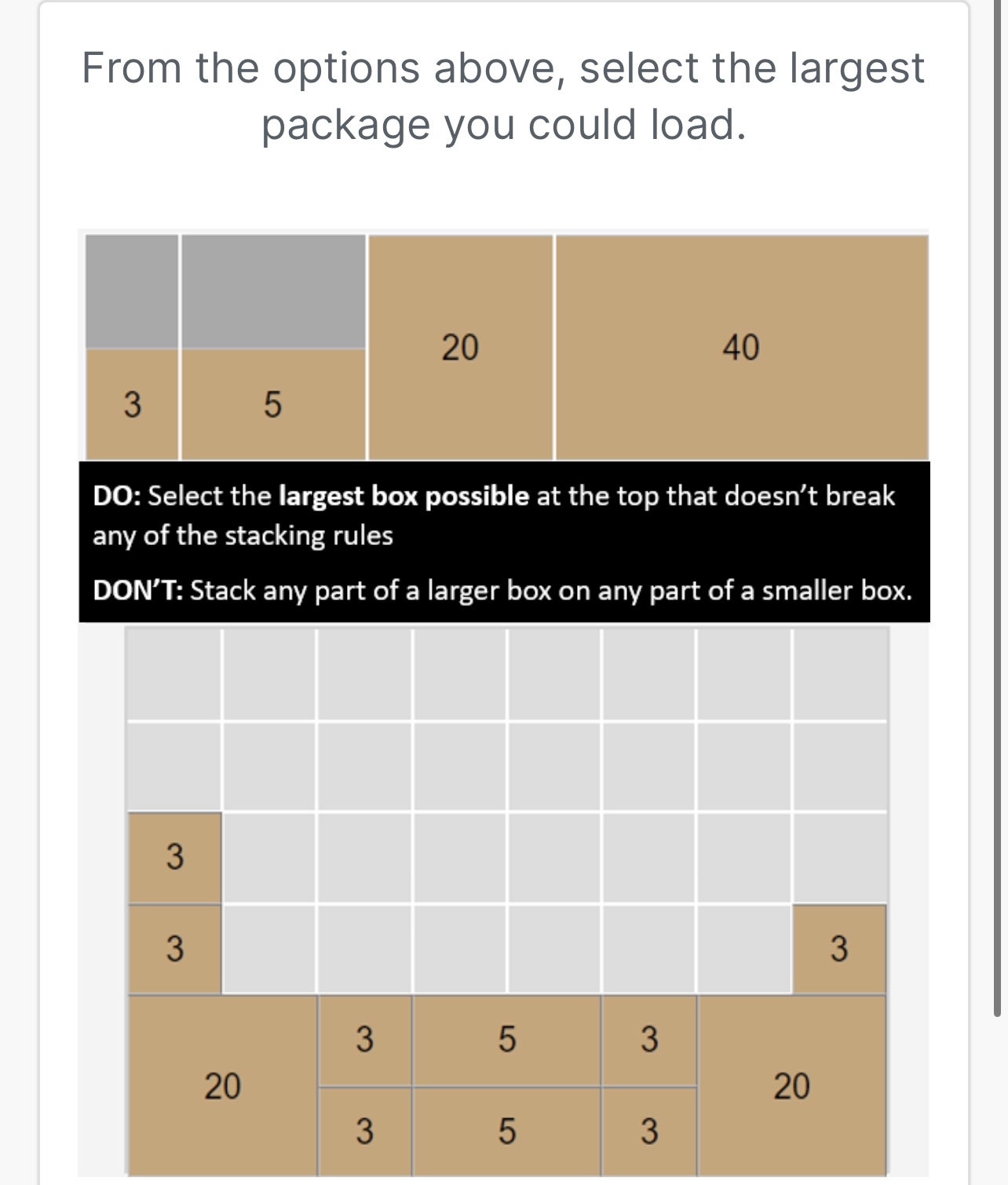 Solved From the options above, select the largest package | Chegg.com