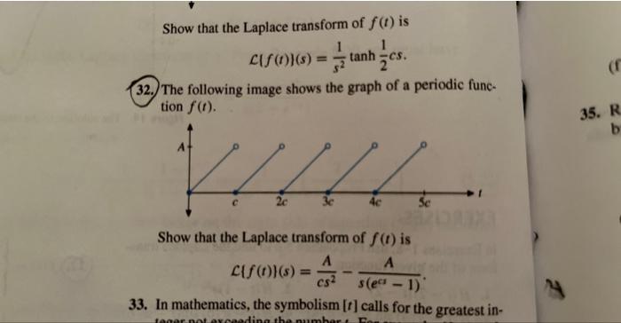 Solved Show that the Laplace transform of f(t) is | Chegg.com