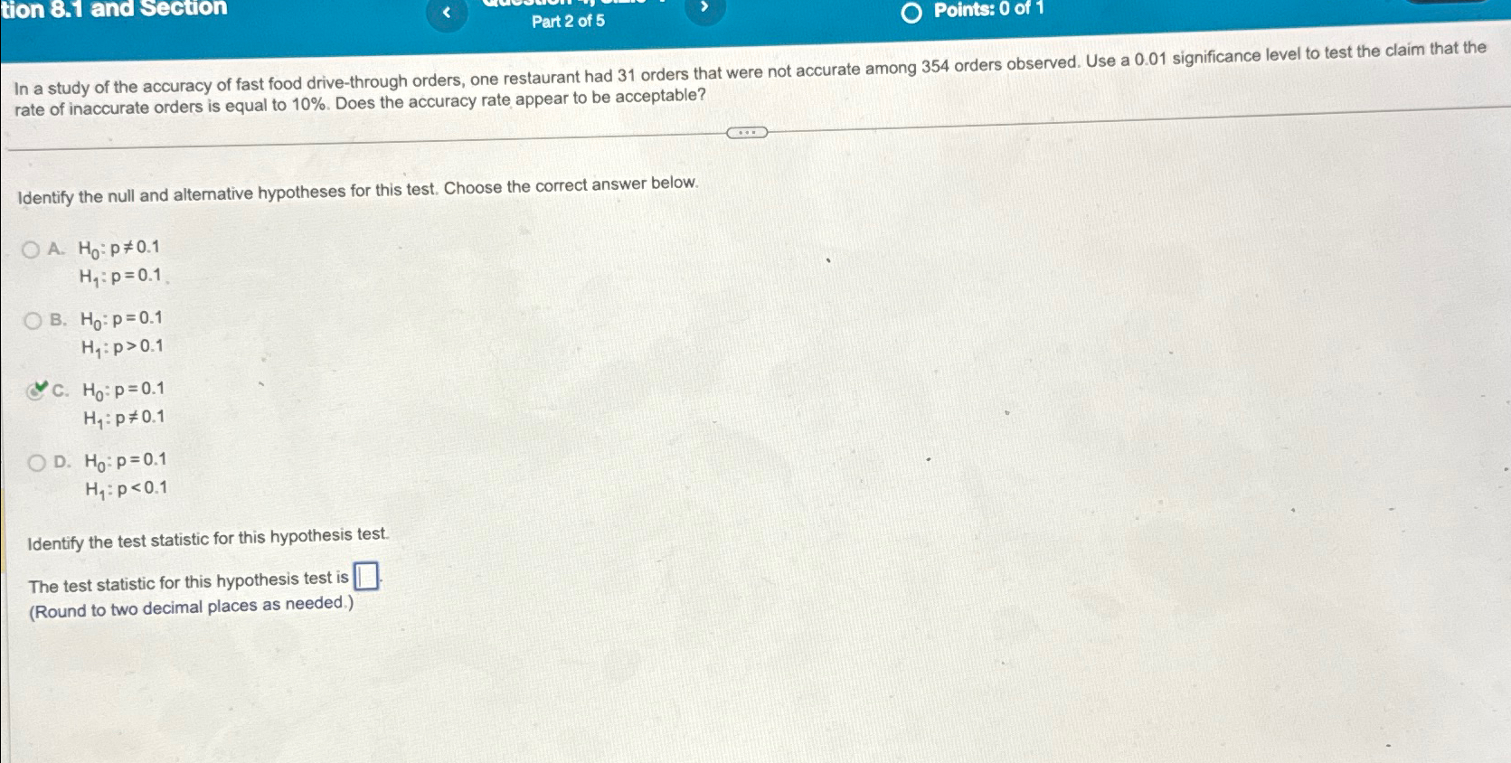 Solved tion 8.1 ﻿and SectionPart 2 ﻿of 5Points: 0 ﻿of 1rate | Chegg.com
