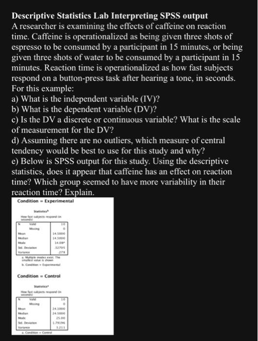 Solved Descriptive Statistics Lab Interpreting SPSS output A | Chegg.com