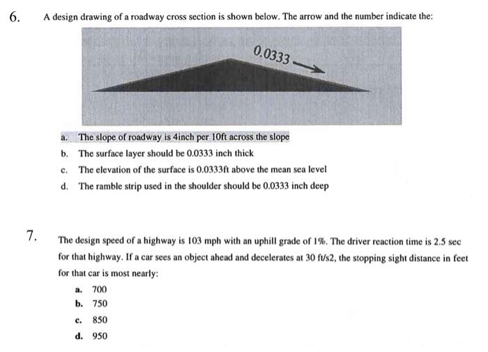Solved A design drawing of a roadway cross section is shown | Chegg.com