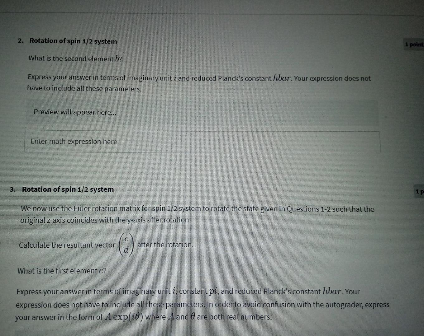Solved 2. Rotation of spin 1/2 system What is the second | Chegg.com