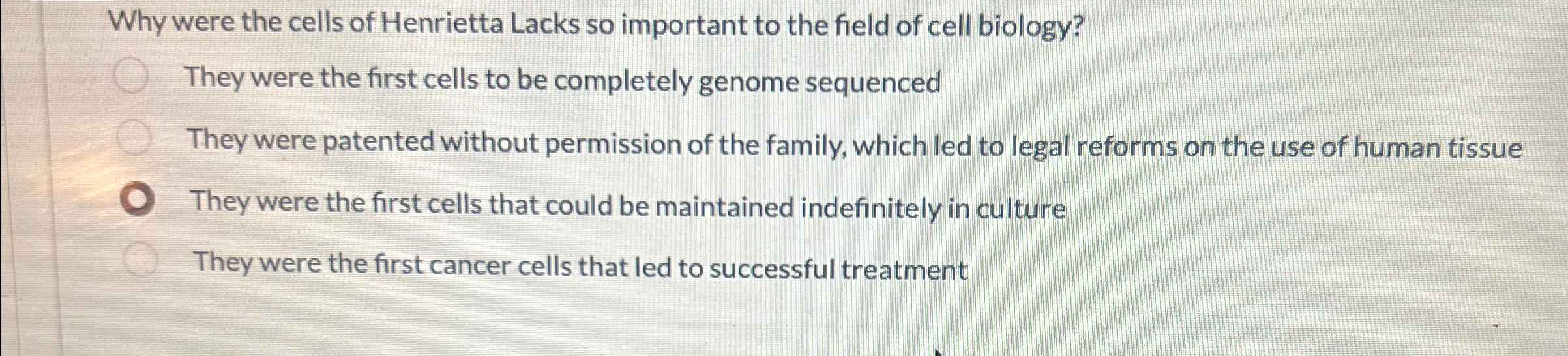 Solved Why were the cells of Henrietta Lacks so important to | Chegg.com