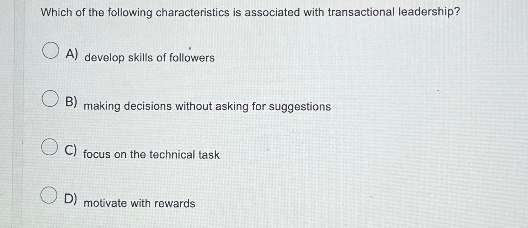 Solved Which of the following characteristics is associated | Chegg.com