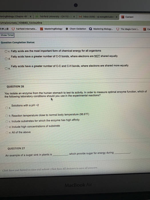 Solved * MasteringBiology: Chapter 48 X Fairfield University | Chegg.com