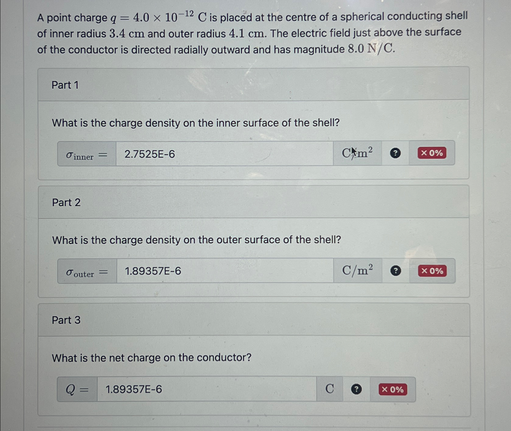 A point charge q=4.0×10-12C ﻿is placed at the centre | Chegg.com