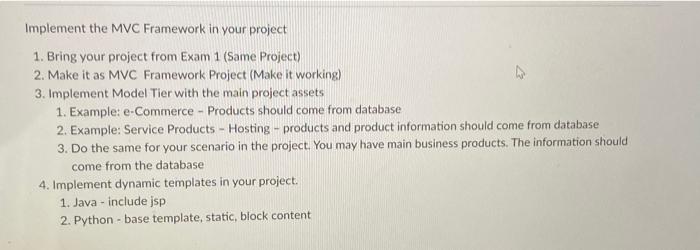 Solved Implement the MVC Framework in your project 1. Bring | Chegg.com