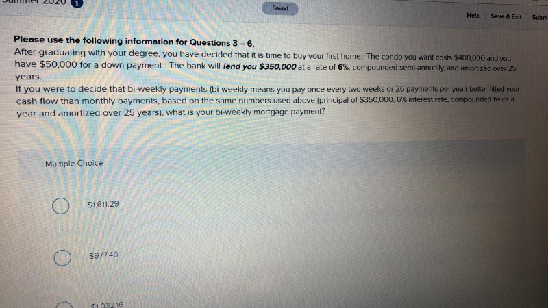 Solved Saved Help Save & Exit Subm Please use the following | Chegg.com