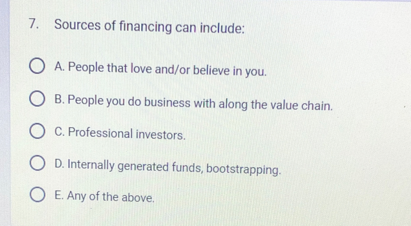 Solved Sources of financing can include:A. ﻿People that love | Chegg.com