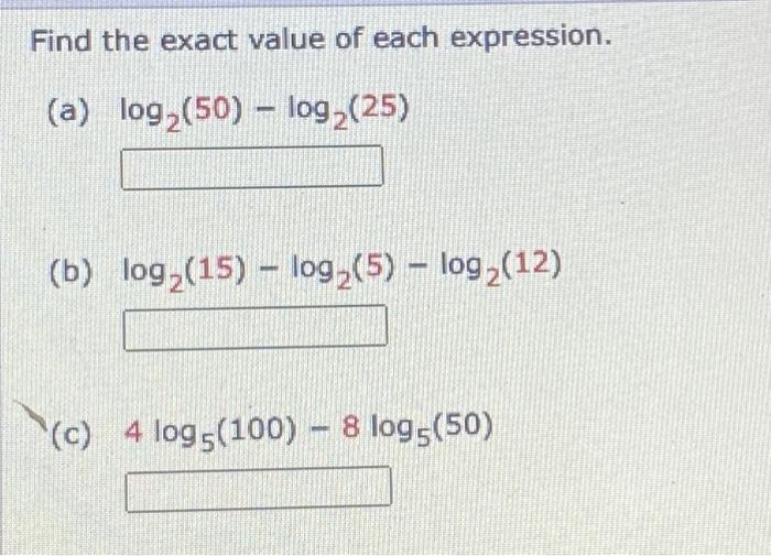 Solved Find the exact value of each expression. (a) log,(50) | Chegg.com