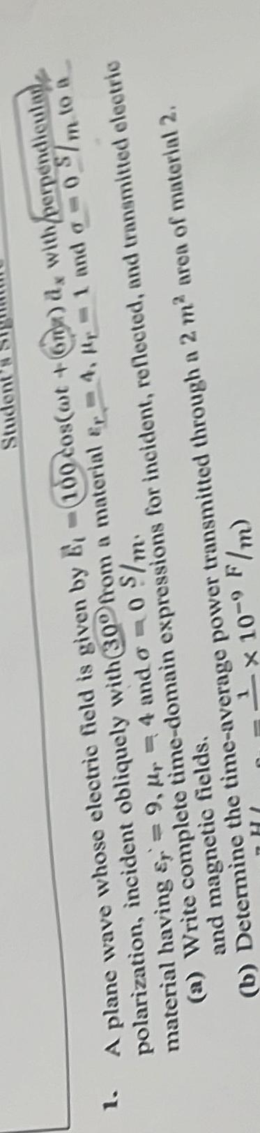 A plane wave whose electrio field is given by | Chegg.com