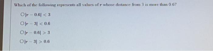 Solved Which of the following represents all values of r | Chegg.com