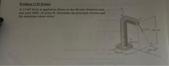 Solved Problem 2 (35 Points) A 13-kN force is applied as | Chegg.com