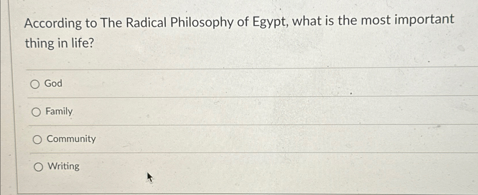 Solved According to The Radical Philosophy of Egypt, what is | Chegg.com