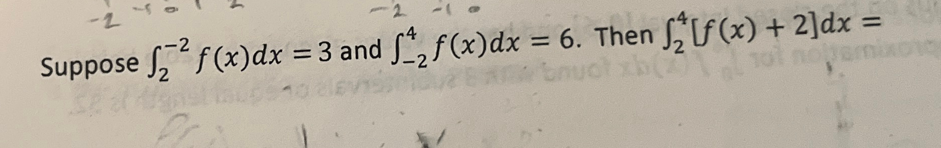 Solved Suppose ∫2-2f(x)dx=3 ﻿and ∫-24f(x)dx=6. ﻿Then | Chegg.com