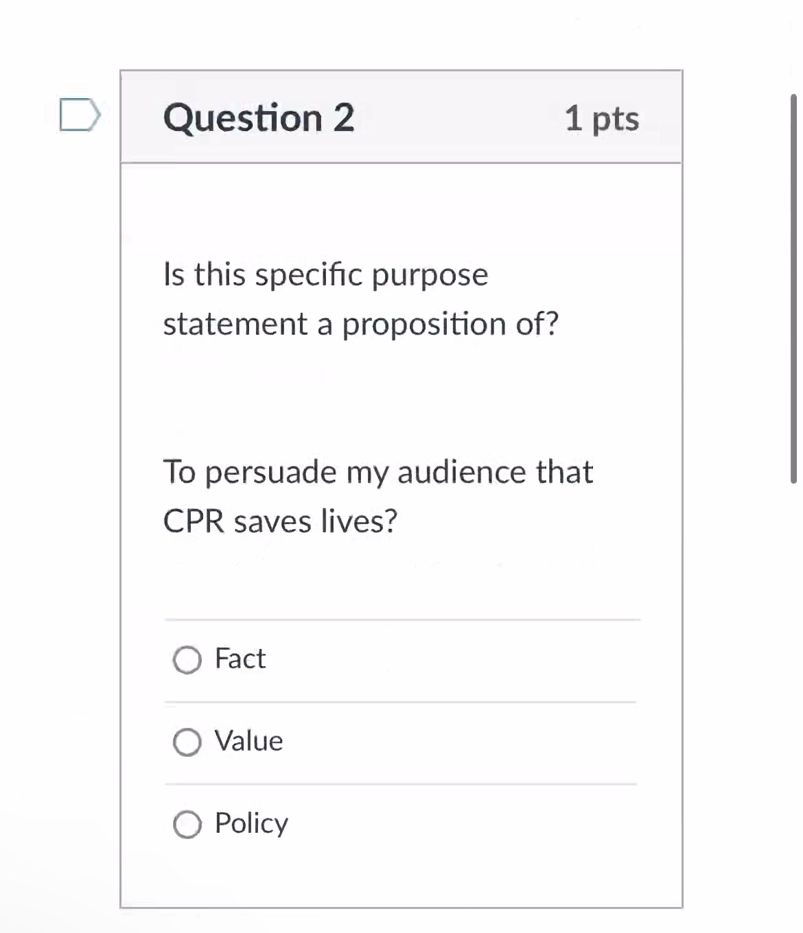 Solved Question 21ptsIs this specific purpose statement a | Chegg.com