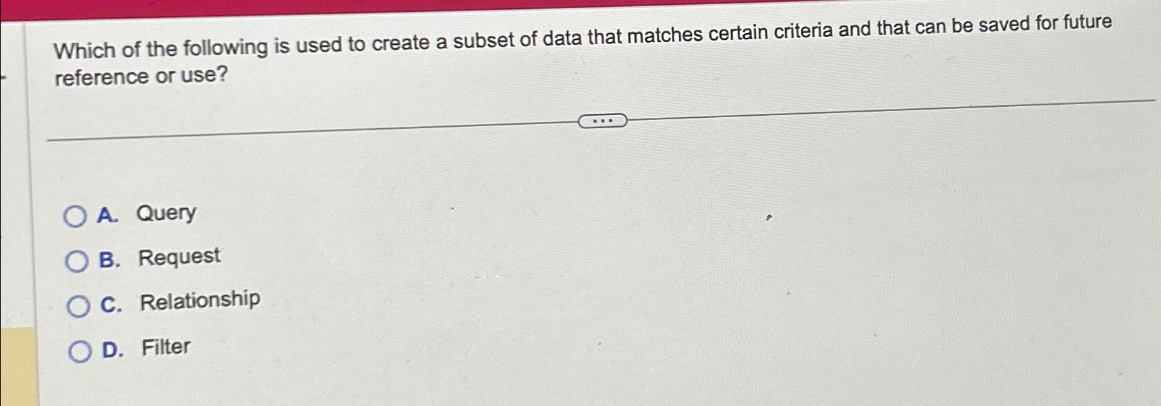 Solved Which of the following is used to create a subset of | Chegg.com