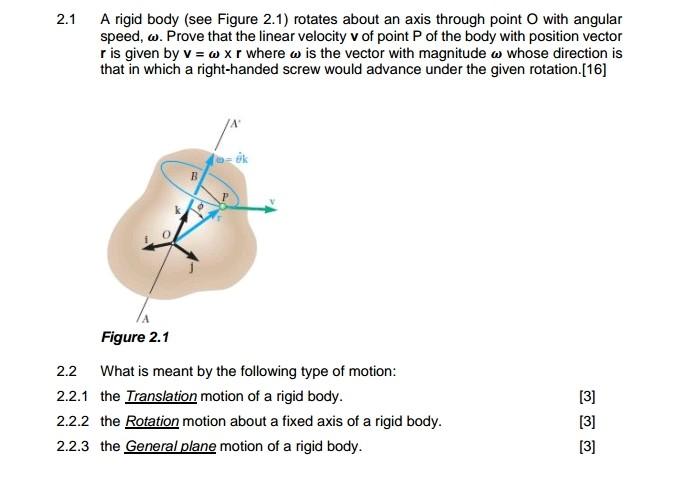 Solved 2.1 A rigid body (see Figure 2.1) rotates about an | Chegg.com