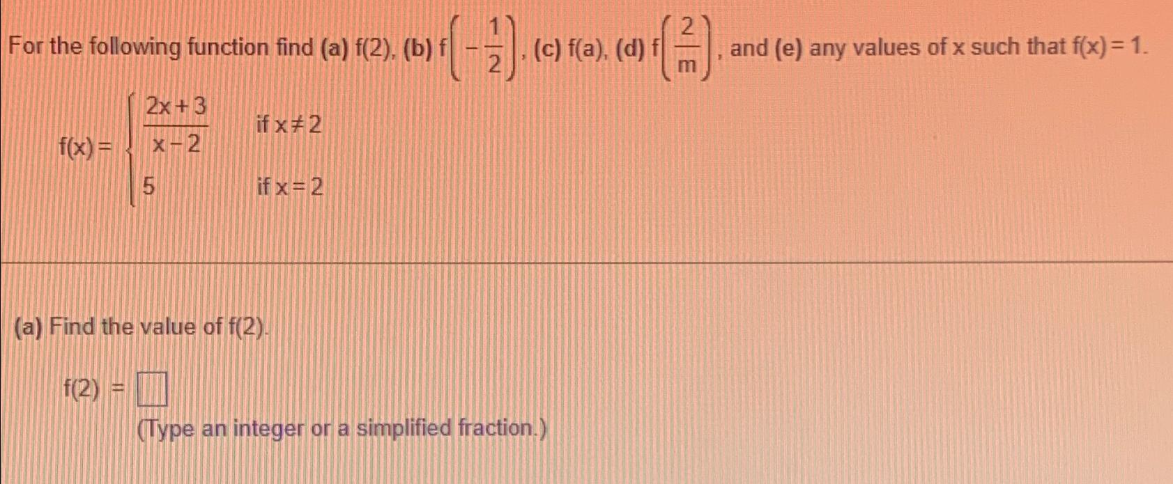 For the following function find | Chegg.com