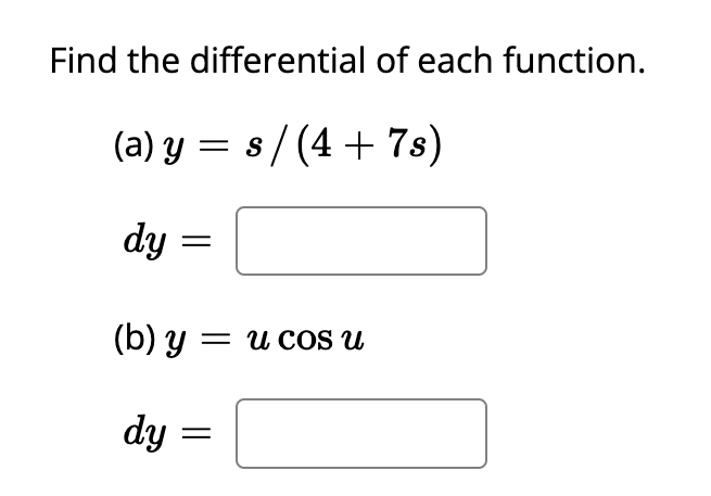 Solved Find the differential of each | Chegg.com