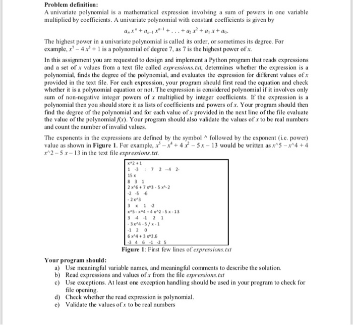 Solved Problem definition: A univariate polynomial is a | Chegg.com