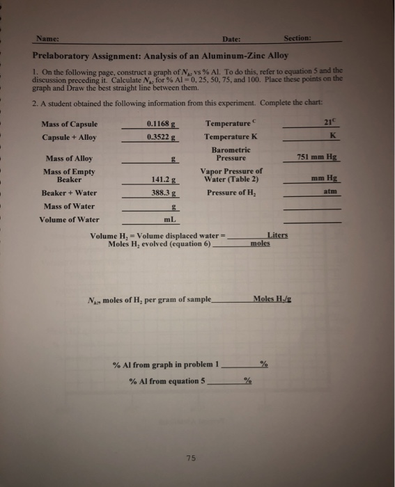 Name: Section: Date: Prelaboratory Assignment: | Chegg.com
