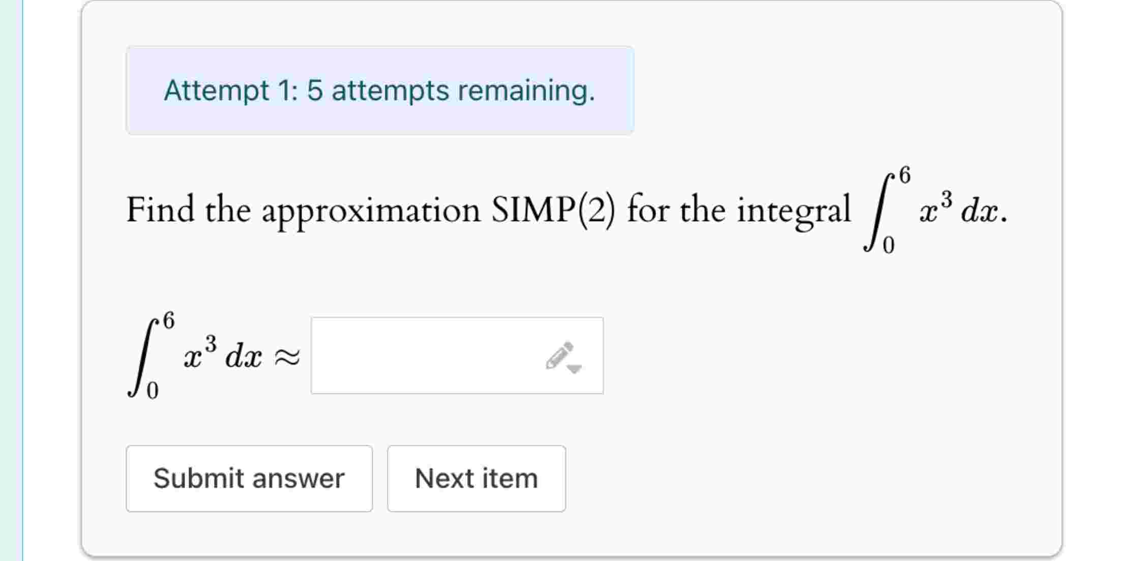 Solved Attempt 1: 5 ﻿attempts remaining.Find the | Chegg.com
