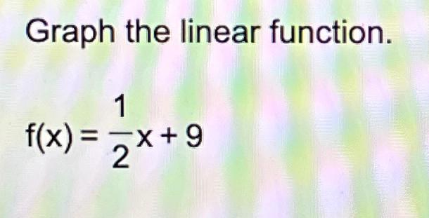 Solved Graph the linear function.f(x)=12x+9 | Chegg.com
