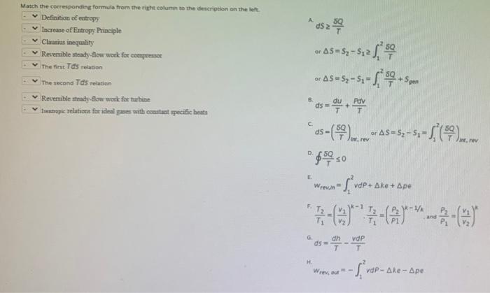 Solved Match the corresponding formula from the right column | Chegg.com