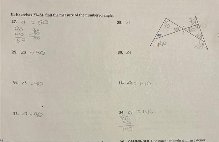 Solved In Exercises 27-34, find the measure of the numbered | Chegg.com