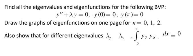 Solved Find all the eigenvalues and eigenfunctions for the | Chegg.com
