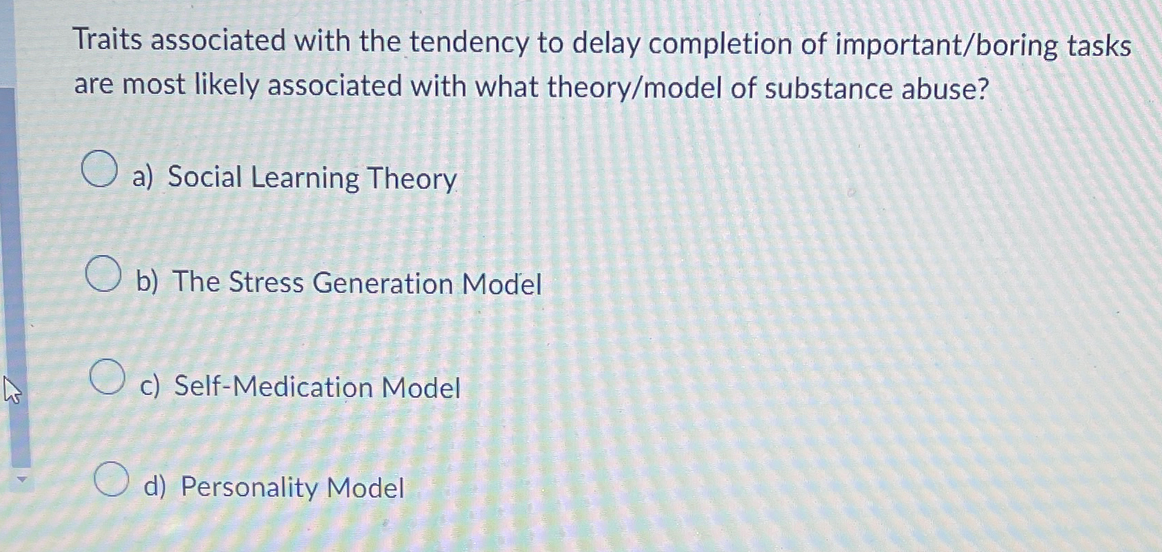 Solved Traits associated with the tendency to delay | Chegg.com