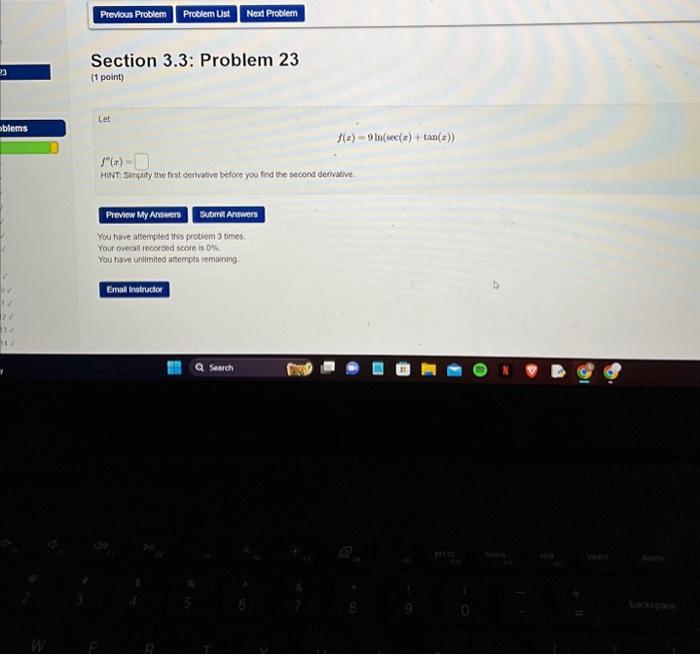 Solved Section 3.3: Problem 23 (1 point) Let. | Chegg.com