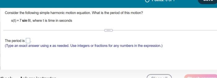 Solved Consider the following simple harmonic motion | Chegg.com