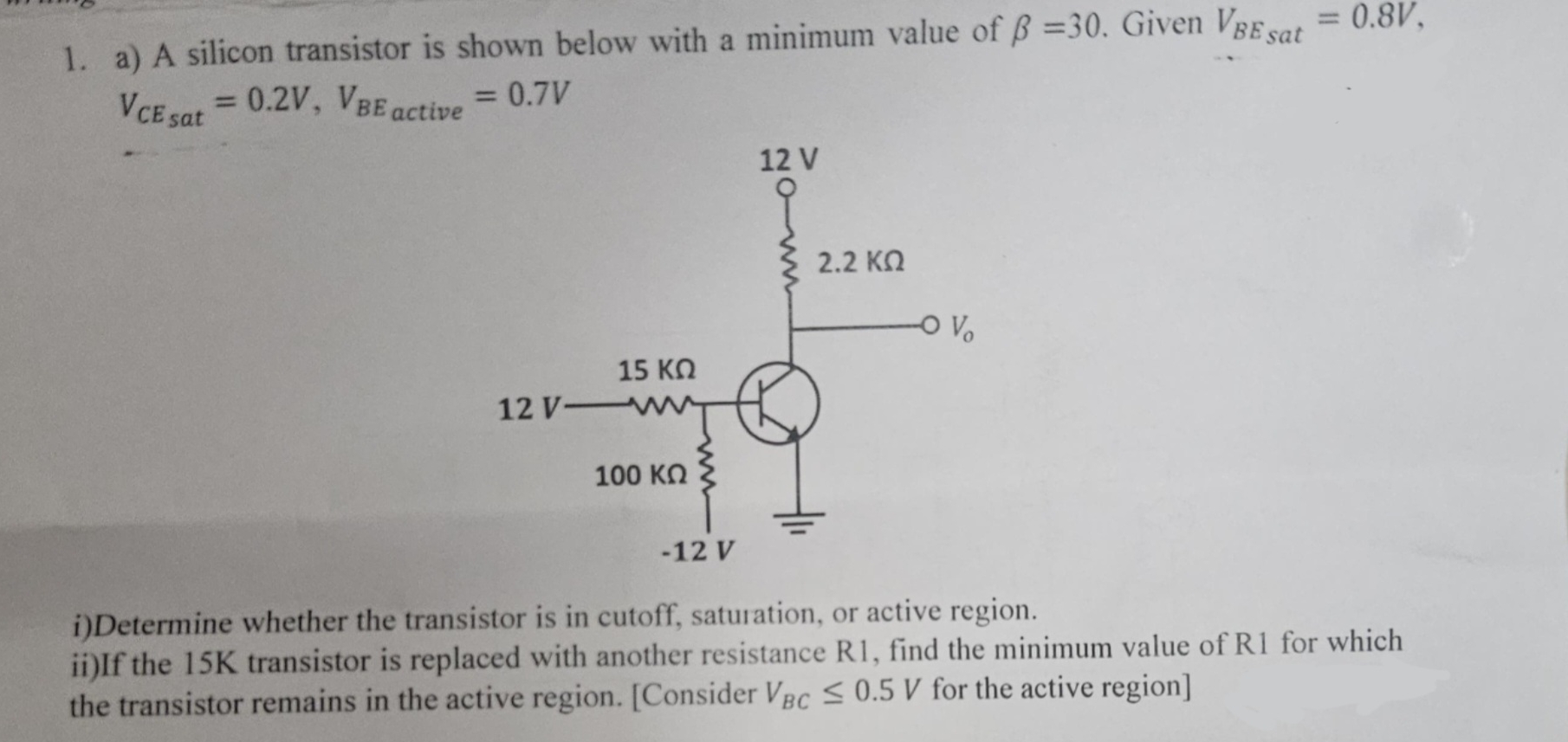 Solved a) ﻿A silicon transistor is shown below with a | Chegg.com
