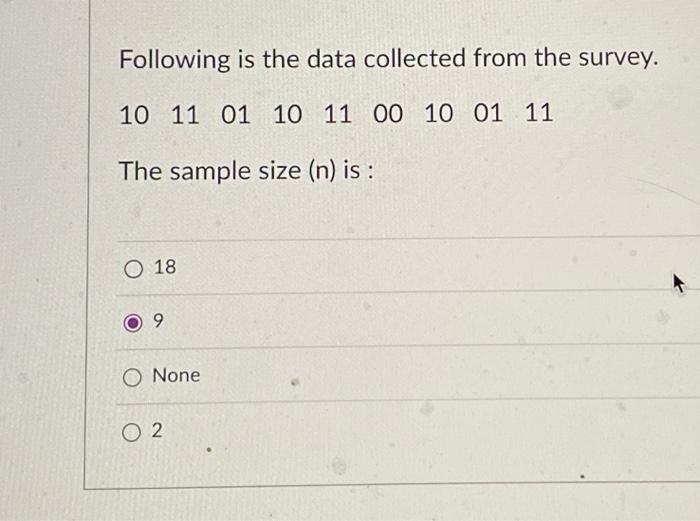 Solved Following is the data collected from the survey. The | Chegg.com