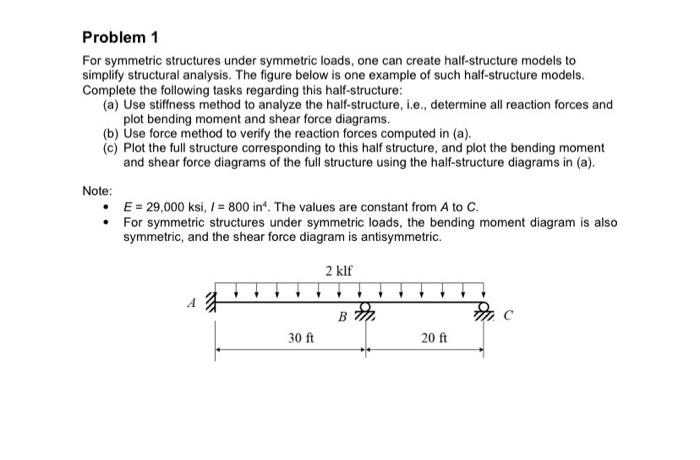 Solved For Symmetric Structures Under Symmetric Loads One