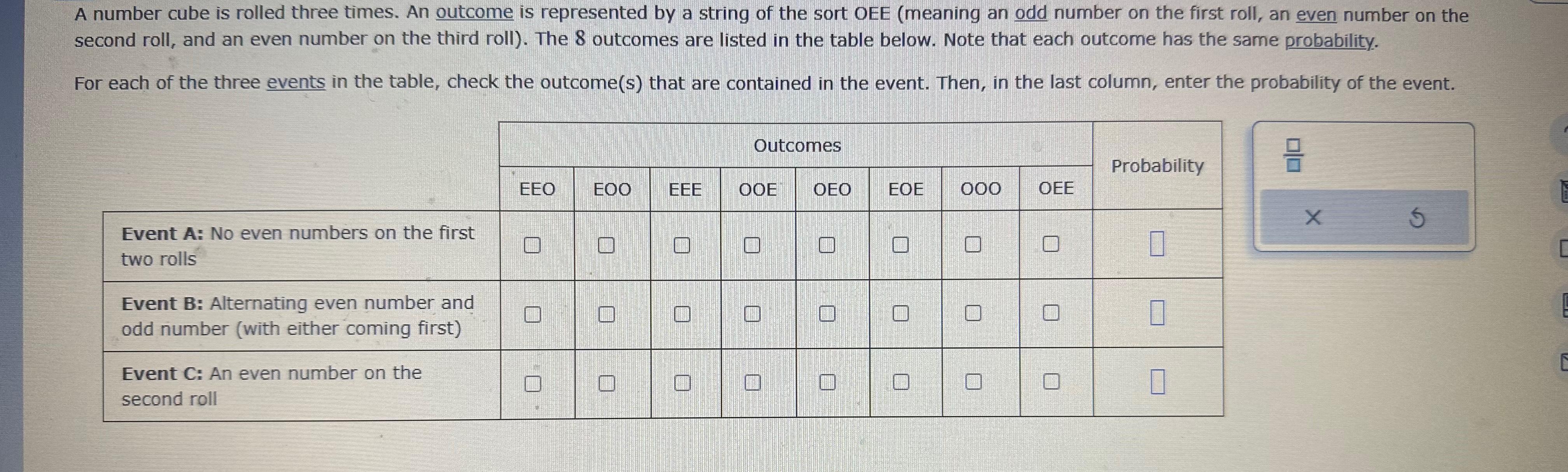 Solved second roll, and an even number on the third roll). | Chegg.com