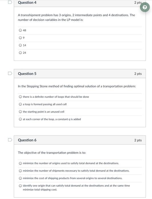 Solved In a balanced transportation model: The number of | Chegg.com