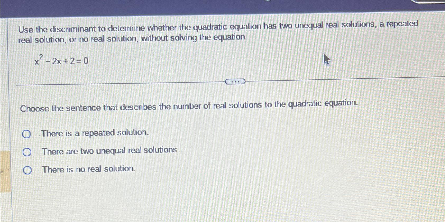 Solved Use the discriminant to determine whether the | Chegg.com